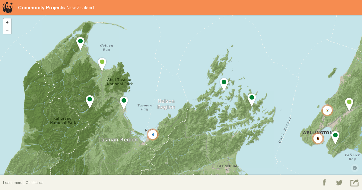 Community Projects Map, WWF New Zealand